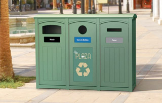 Triple Stream Recycling Stations & Containers|Three section Bin