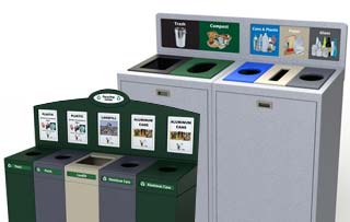 Multi-Compartment Recycling Bins - Indoor & Outdoor