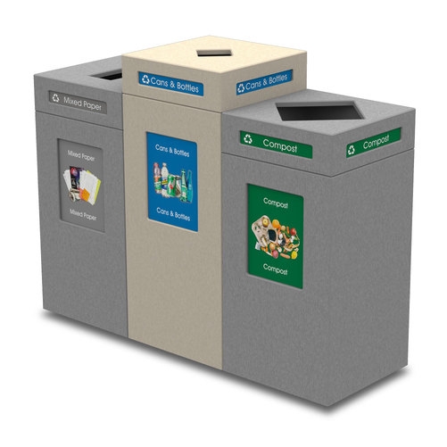 Pedestal Recycling Station – Triple Stream | Waste Wise Products