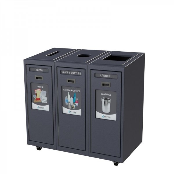 Front Service Recycling Station – Triple Stream | Waste Wise Products