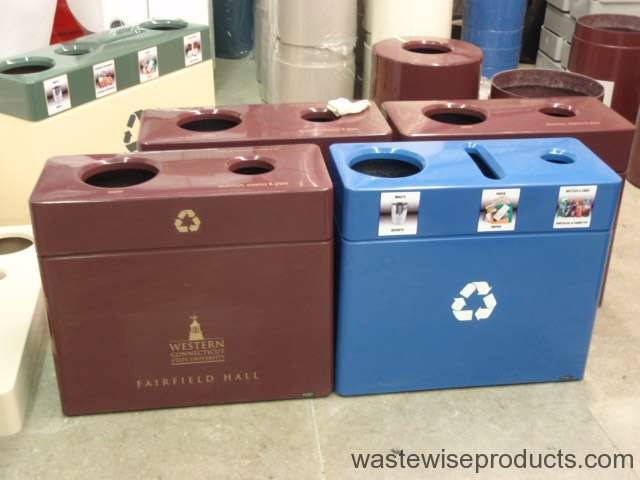 Fiberglass Double Stream Recycling Bin | Waste Wise Products