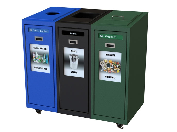 Front Service Recycling Station – Triple Stream | Waste Wise Products