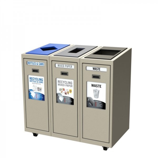 Front Service Recycling Station – Triple Stream | Waste Wise Products